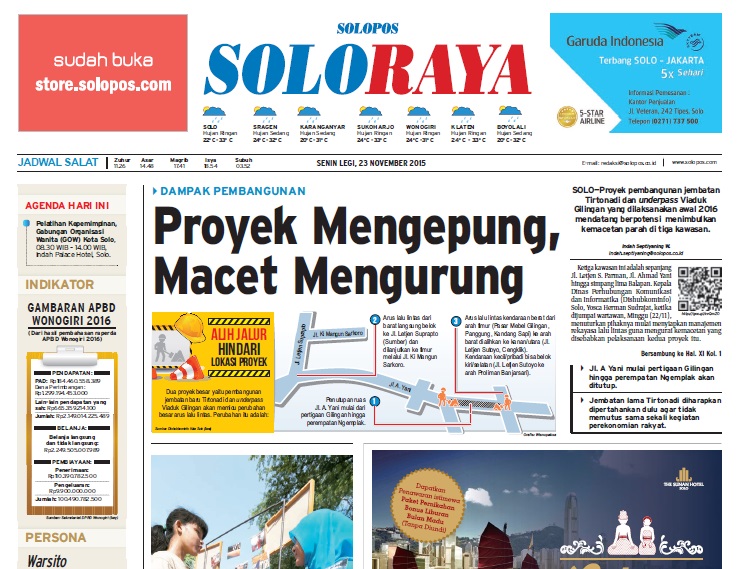 SOLOPOS HARI INI : Soloraya Hari Ini: Proyek Mengepung, Macet Mengurung SOLOPOS HARI INI : Soloraya Hari Ini: Proyek Mengepung, Macet Mengurung